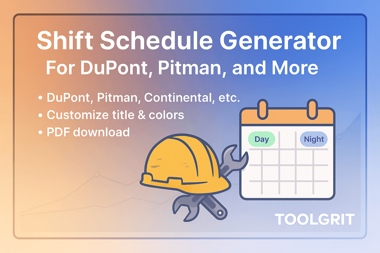 Shift Schedule Generator for 24/7 Crew Planning